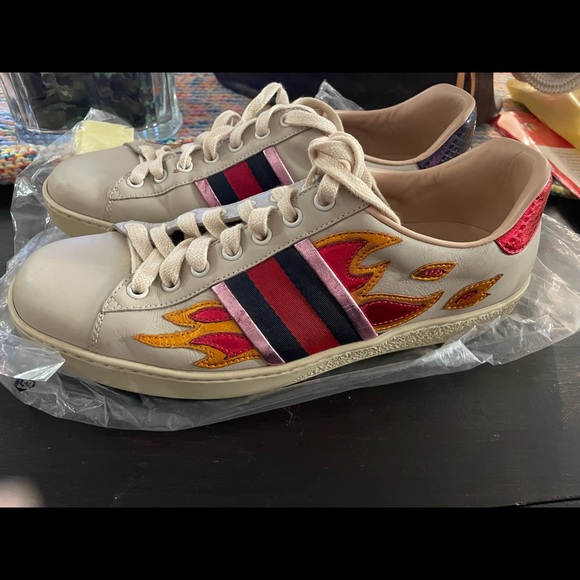 Gucci | Shoes | Gucci Sneaker Ace With Flame | Poshmark